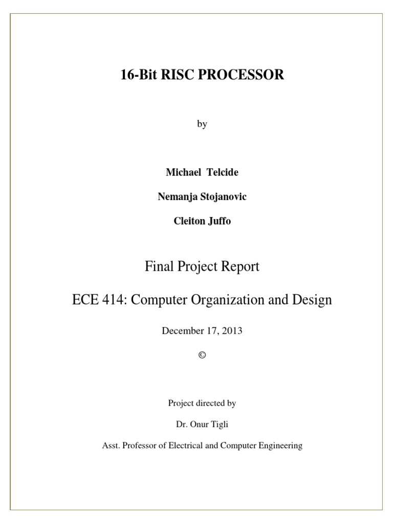 16 Bit Risc Processor Pdf Instruction Set Central Processing Unit