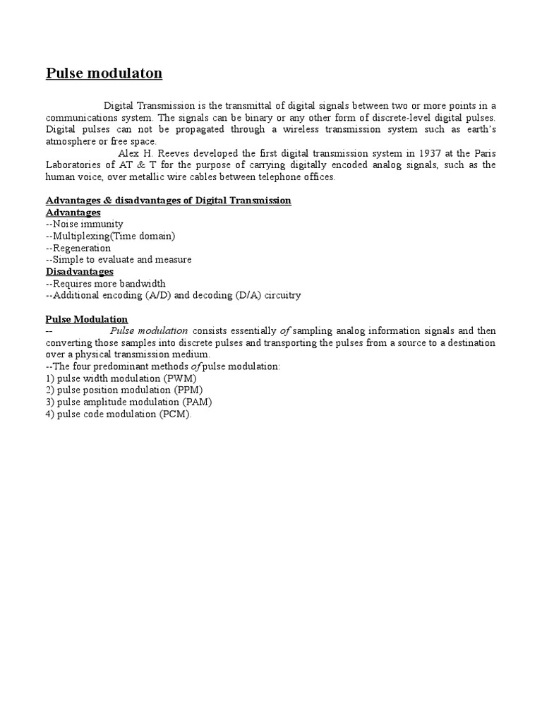 Pulse Modulation | PDF