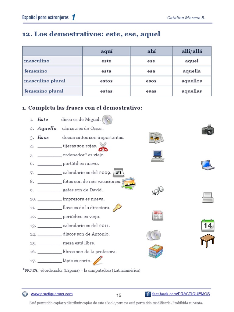 Los Demostrativos en Español | PDF