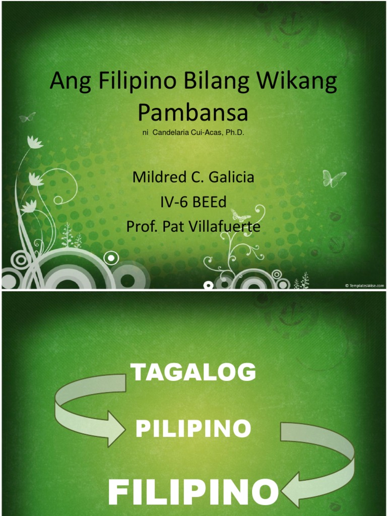 Ang Filipino Bilang Wikang Pambansa | PDF
