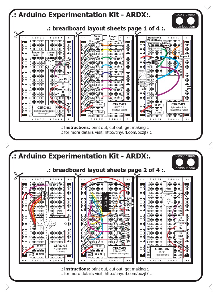 Arduino Experimentation Kit - ARDX Cutting Sheet Exercise (Check Guide) | PDF