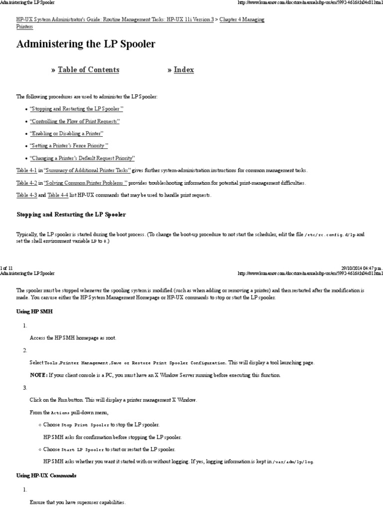 HP-UX - Administering The LP Spooler | PDF | System Software | Computing