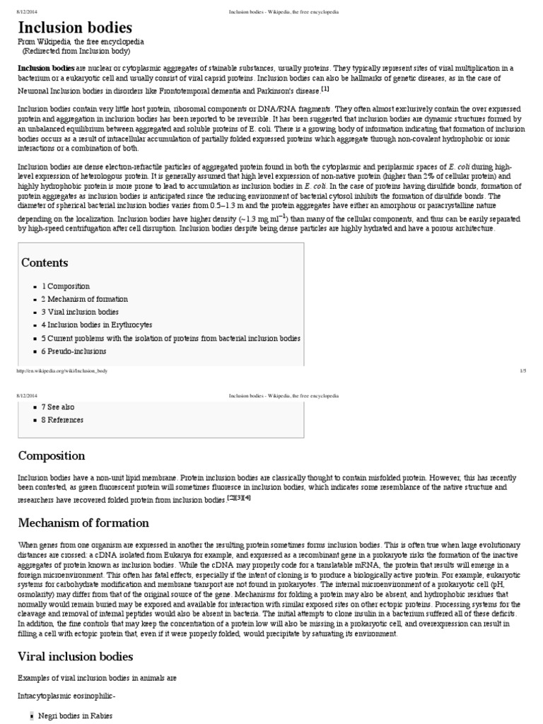 Inclusion Bodies | PDF | Biotechnology | Histology