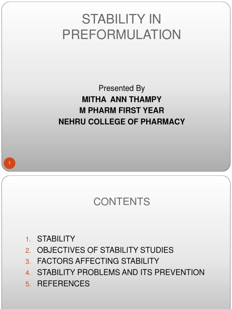 Stability in Preformulation | PDF | Pharmaceutical Formulation | Ph