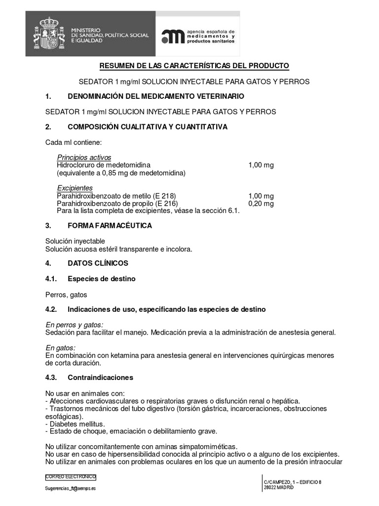 Sedator 1 MG Solución Inyectable | PDF | Medicamentos con receta ...