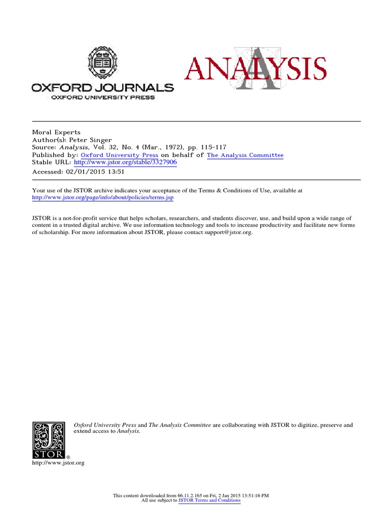 Singer Moral Experts | PDF | Expert | Morality