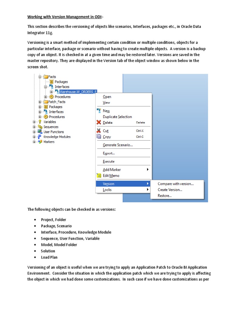 Version Management in ODI | Download Free PDF | Version Control ...