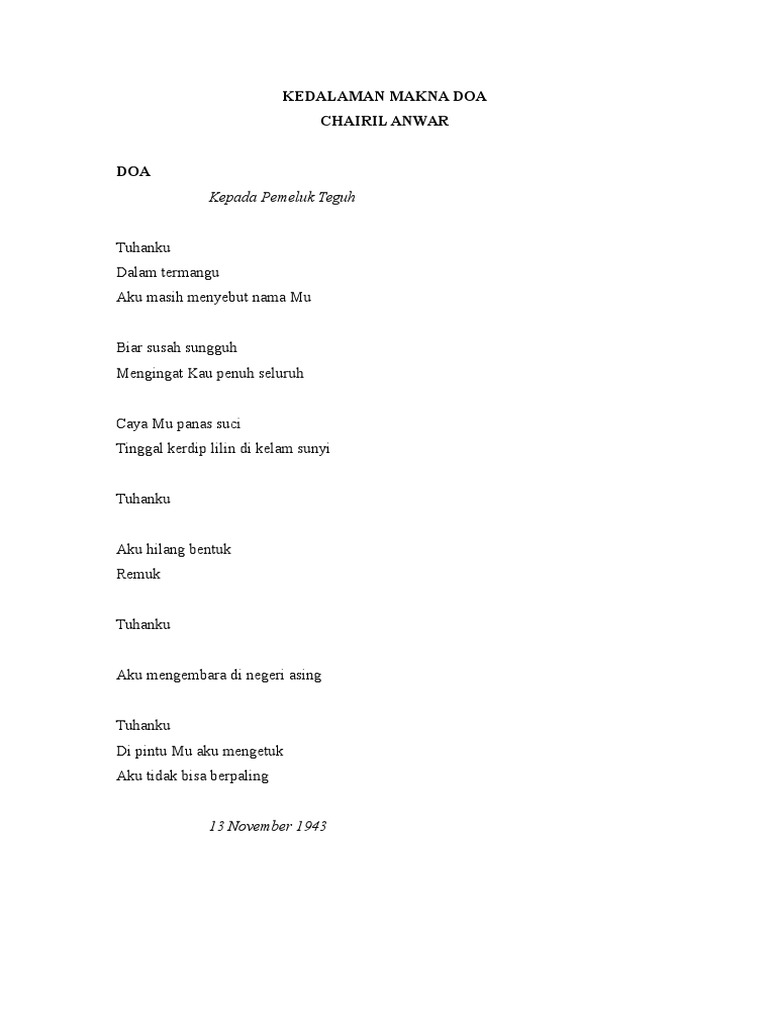 Puisi Doa Chairil Anwar | PDF