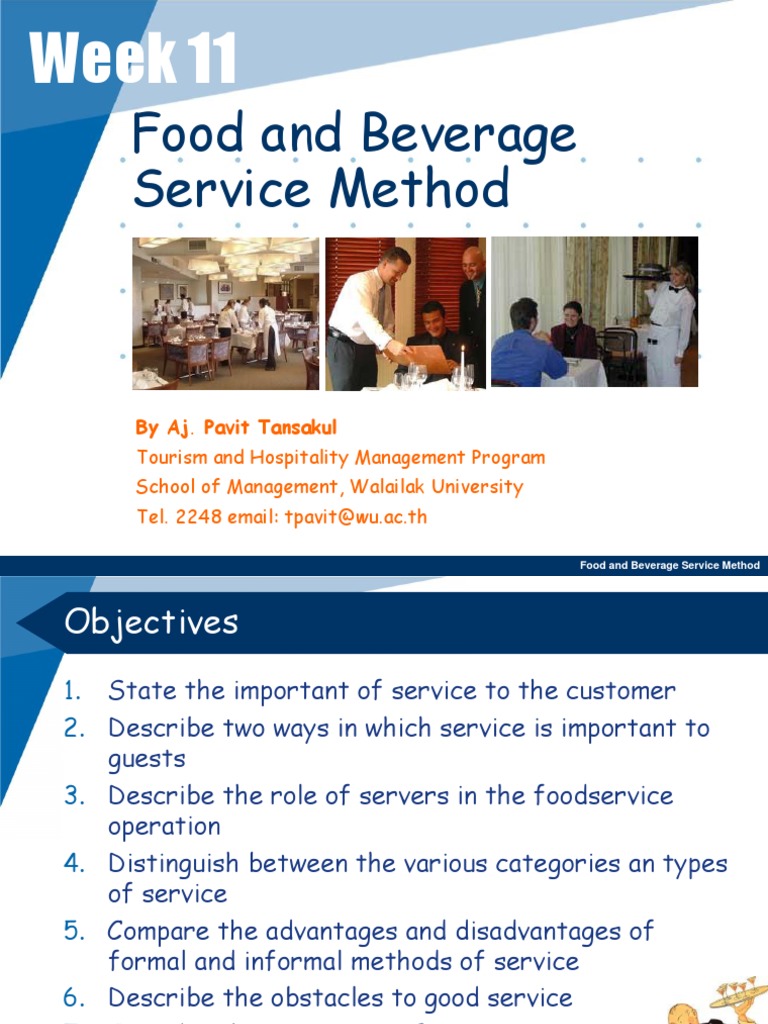 Food and Beverage Service Methods Explained | PDF | Tableware | Waiting ...