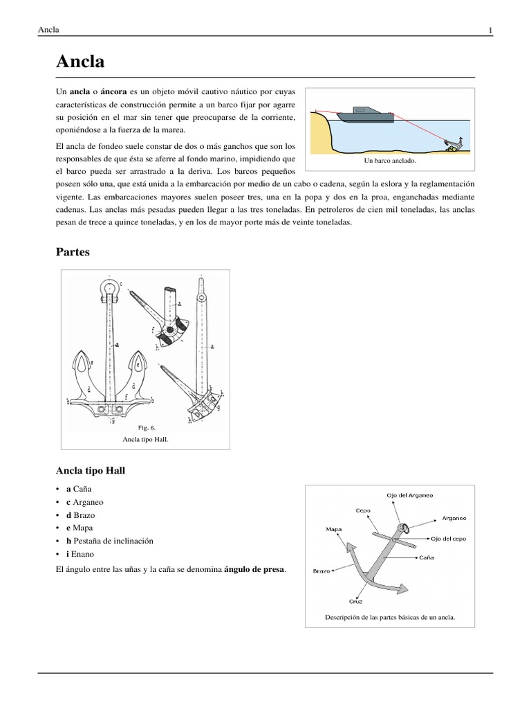 Partes y Tipos de Anclas Marítimas | PDF | Partes de vehículo | Unión