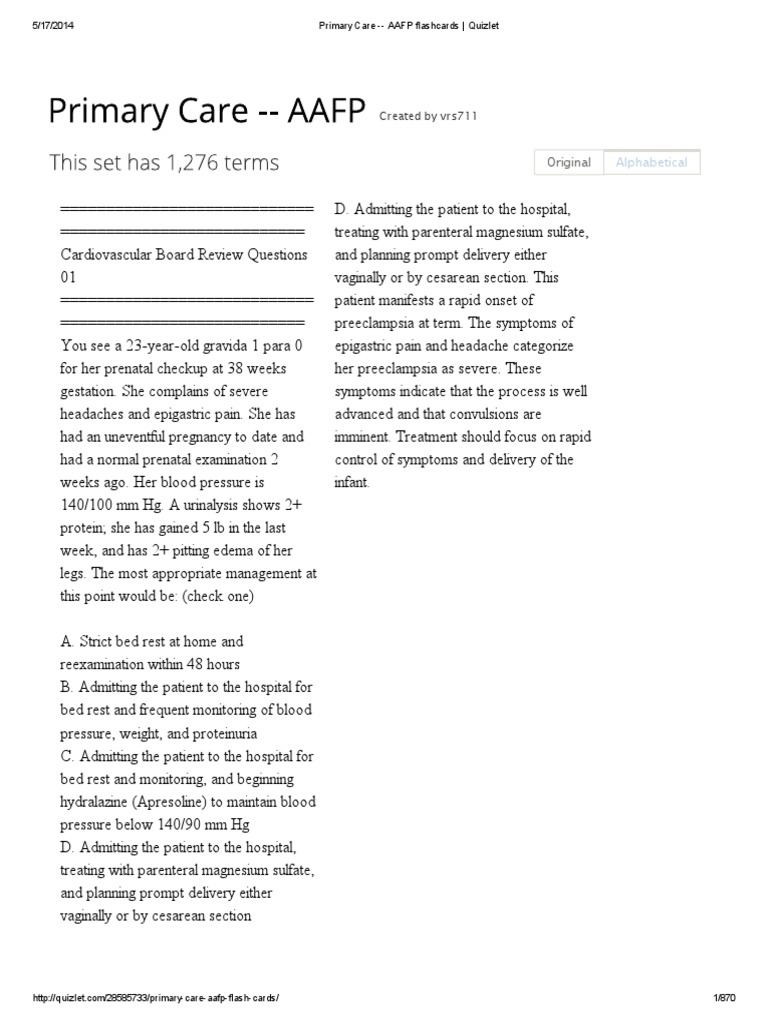 10-Primary Care - AAFP Flashcards - Quizlet PDF | PDF | Thrombosis ...