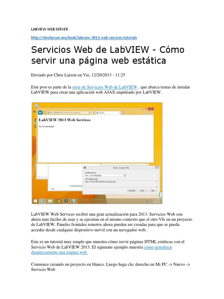 Labview Web Server | PDF | Transferencia de estado representacional | Google Chrome