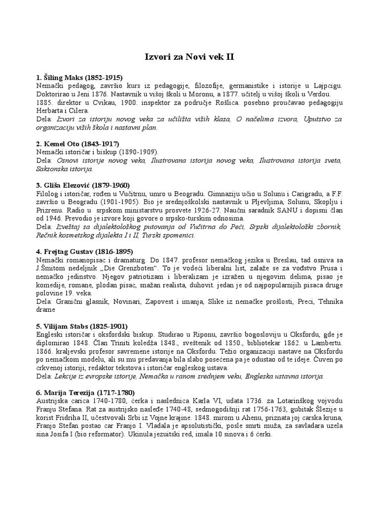 Izvori Novi Vek II | PDF