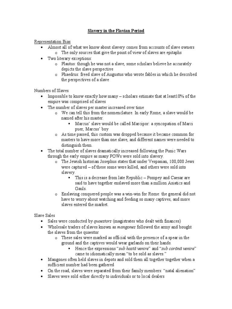 Roman Slaves Handout | PDF | Slavery | Ancient Rome