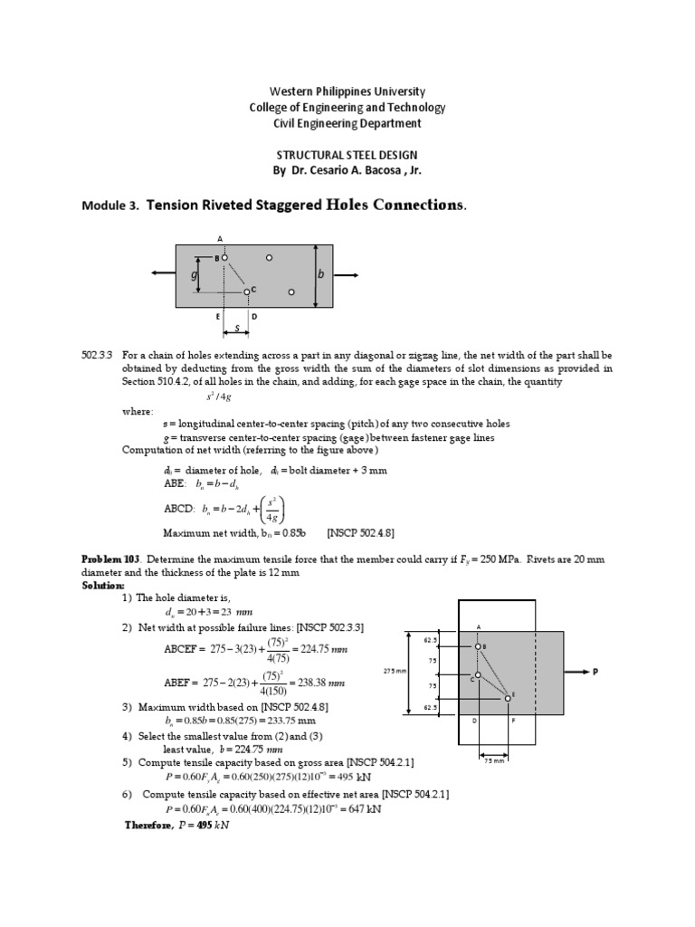 Tension Riveted Staggered Holes Connections | Download Free PDF ...