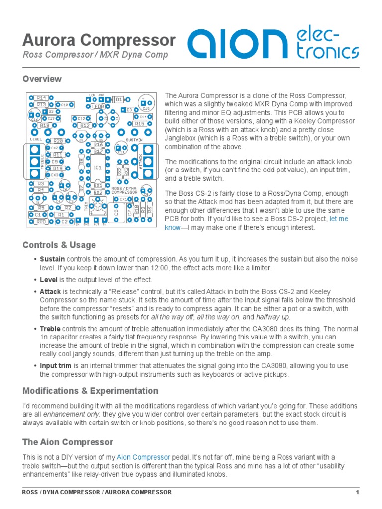 Aion Aurora Ross Compressor Documentation | PDF | Printed Circuit Board ...