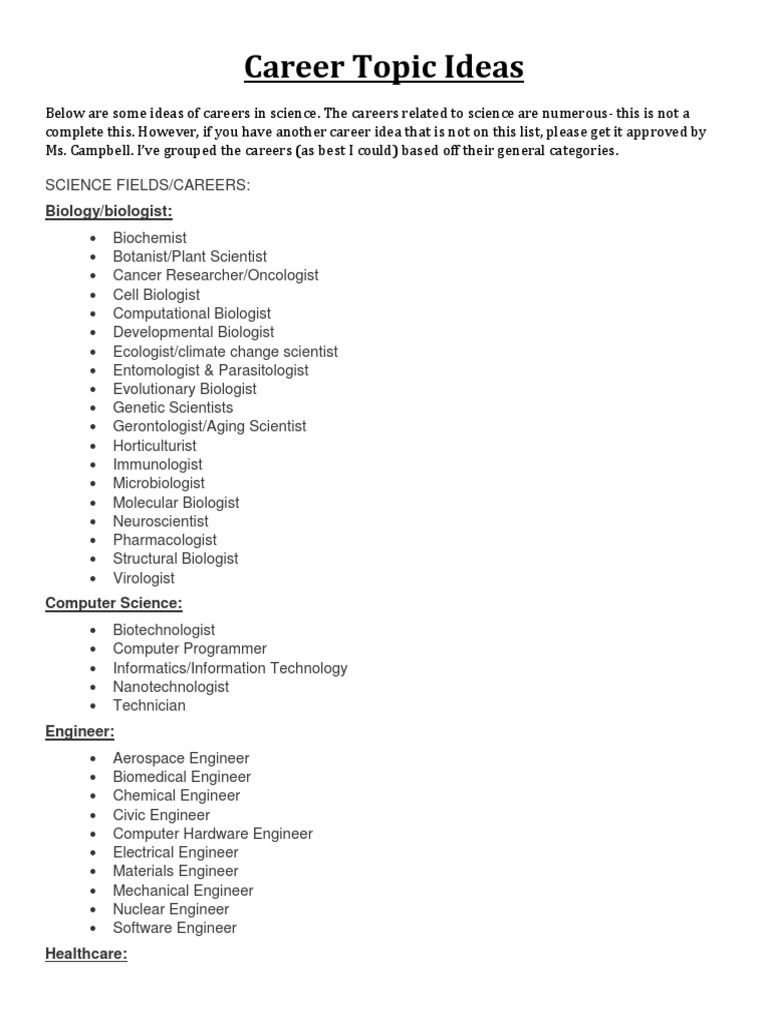 2-Career Topic Ideas | PDF