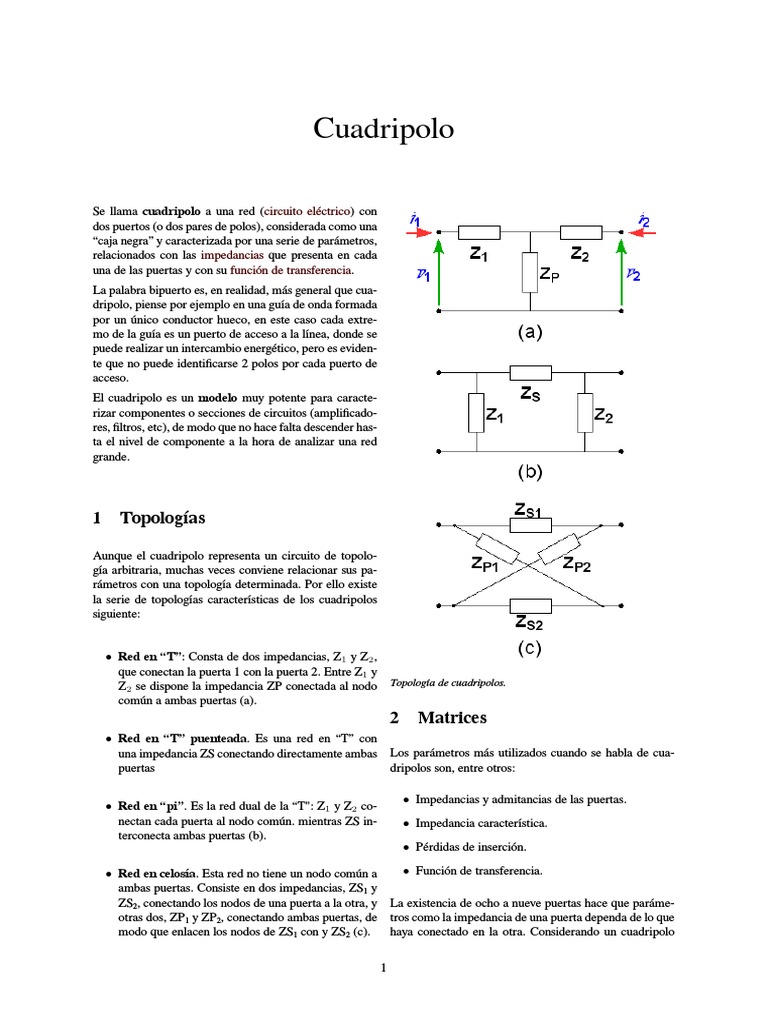 Cuadripolo | PDF | Electrónica | Ingeniería Electrónica