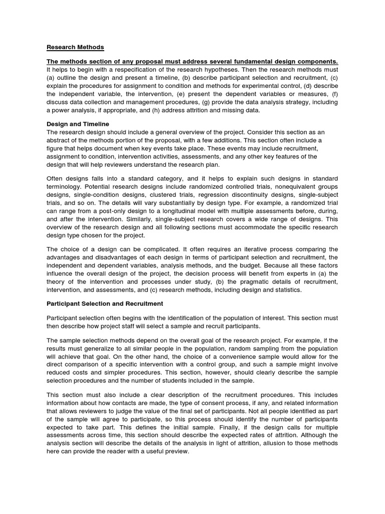 Research Methods The Methods Section of Any Proposal Must Address ...