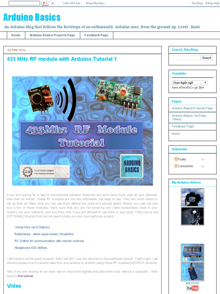 Arduino Basics - 433 MHZ RF Module With Arduino Tutorial 1 | PDF ...