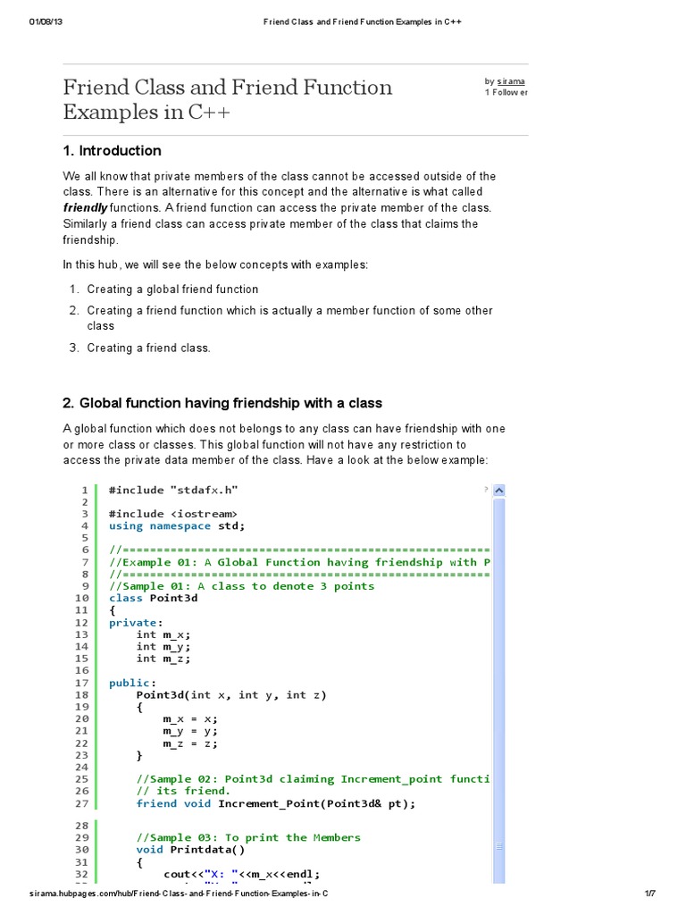 Friend Class And Friend Function Examples In C Subroutine Method Computer Programming
