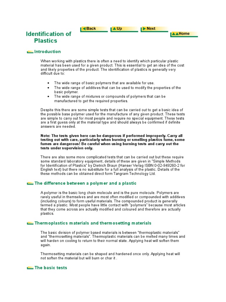 Simple Methods for Plastic Identification | PDF | Science & Mathematics
