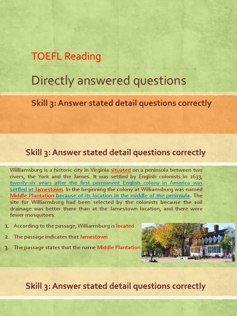 TOEFL Reading: Answering Detail Questions | PDF | History