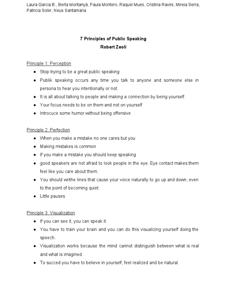 7 Principles of Public Speaking | PDF | Public Speaking | Psychological ...