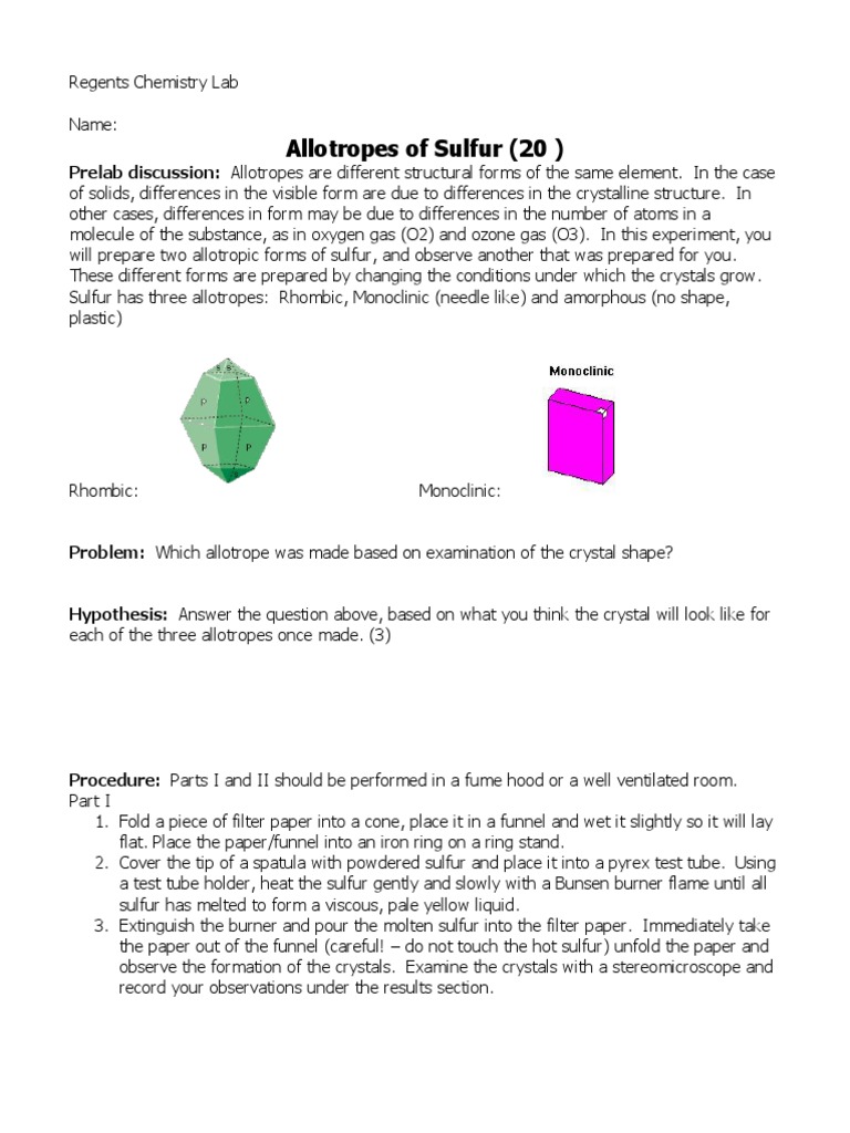 Allotropes of Sulfur | Crystal | Sulfur