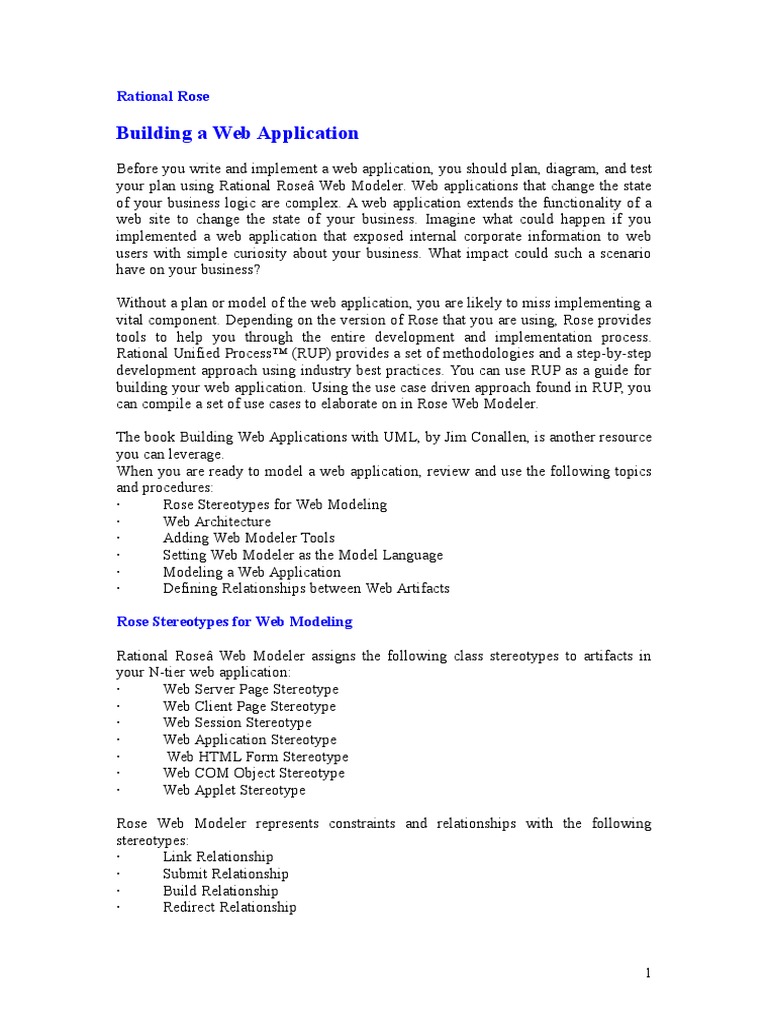 Rational Rose Building Web Application | PDF | Websites | Web Application
