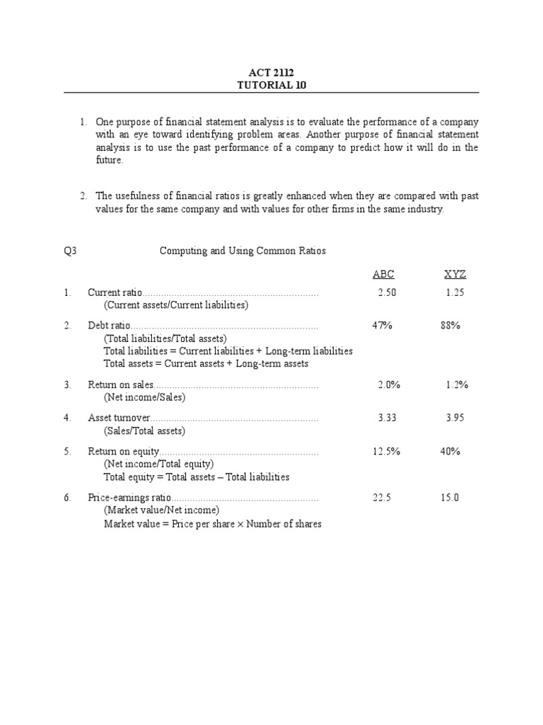 ACCT 2112 2013/2014 Solution For Tutorial 10 | PDF | Finance & Money ...