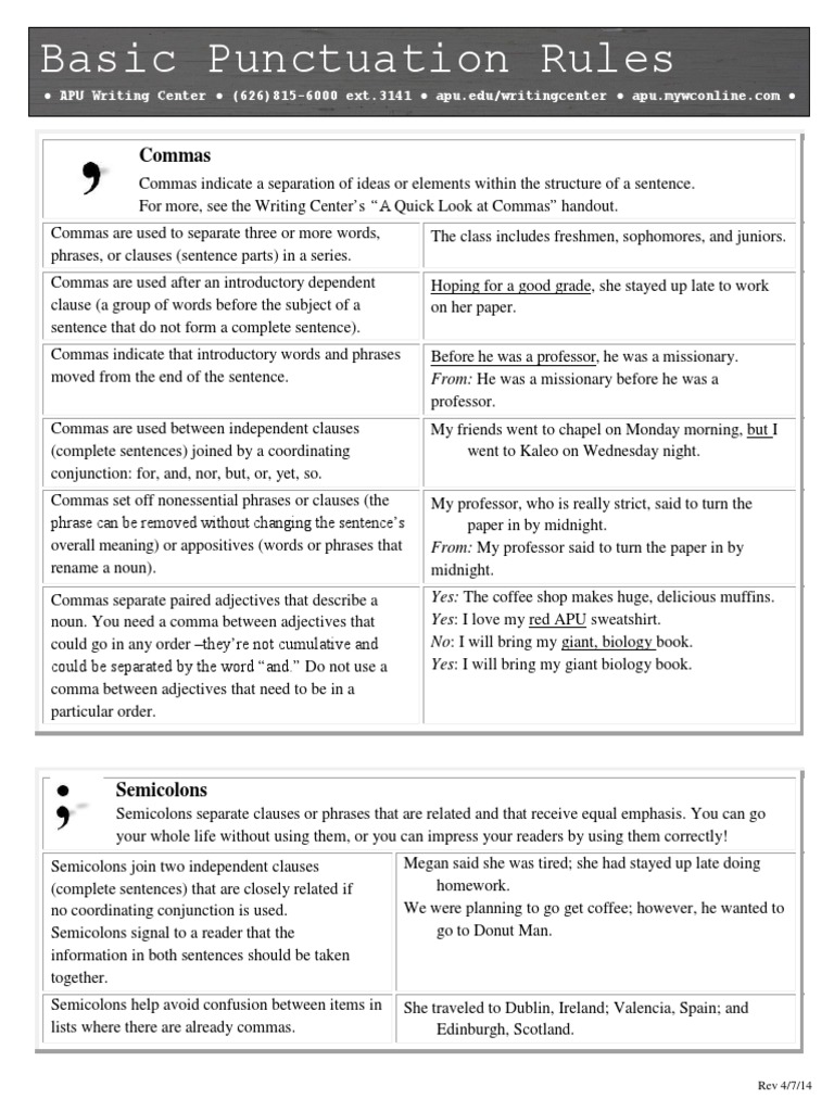 Punctuation Rules | PDF | Comma | Semantic Units