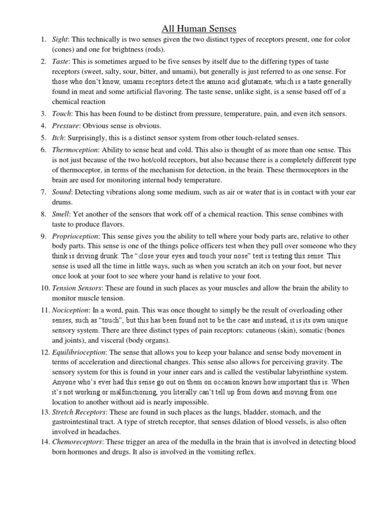 A List of All Human Senses | Senses | Taste