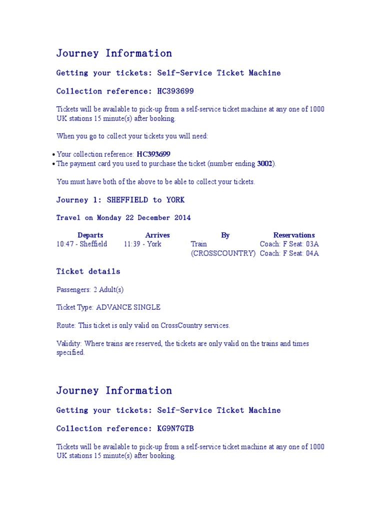 UK Train Ticket Collection Instructions | PDF | Business