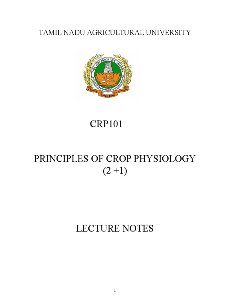 CRP 101 Crop Physiology (2+1) | PDF | Osmosis | Stoma