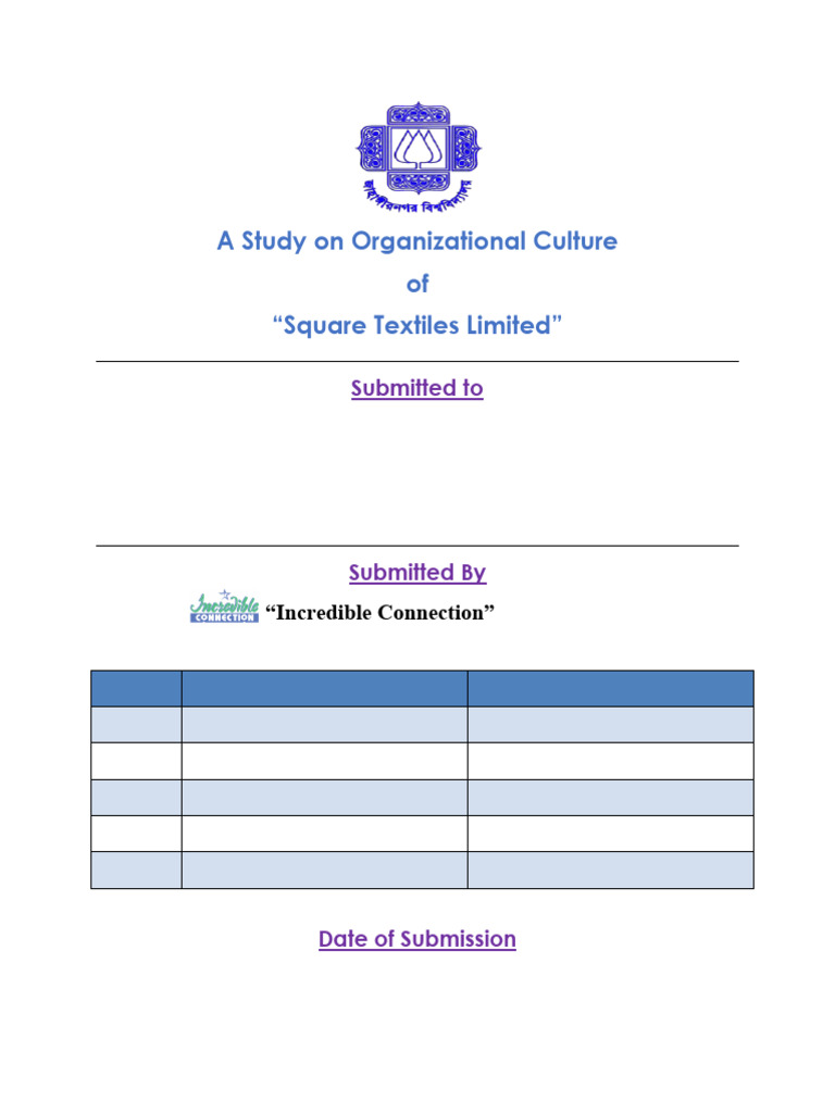 Organizational Culture of Square Textiles | PDF | Organizational ...