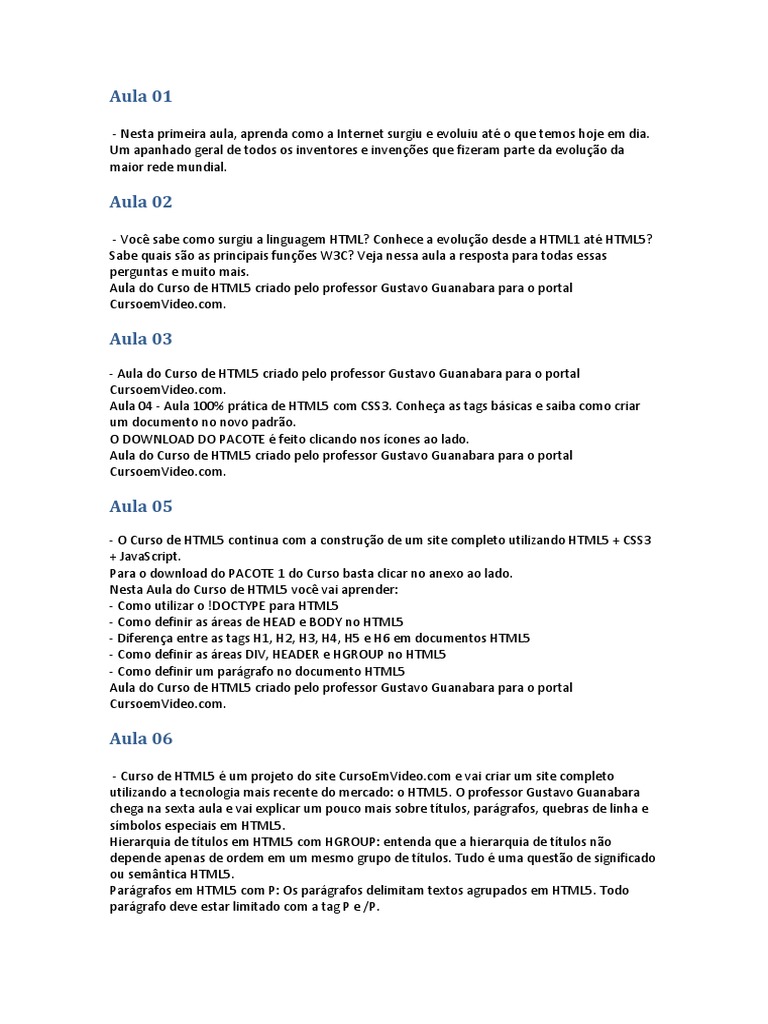 Curso HTML 5 | PDF | Html5 | Folhas de estilo em cascata
