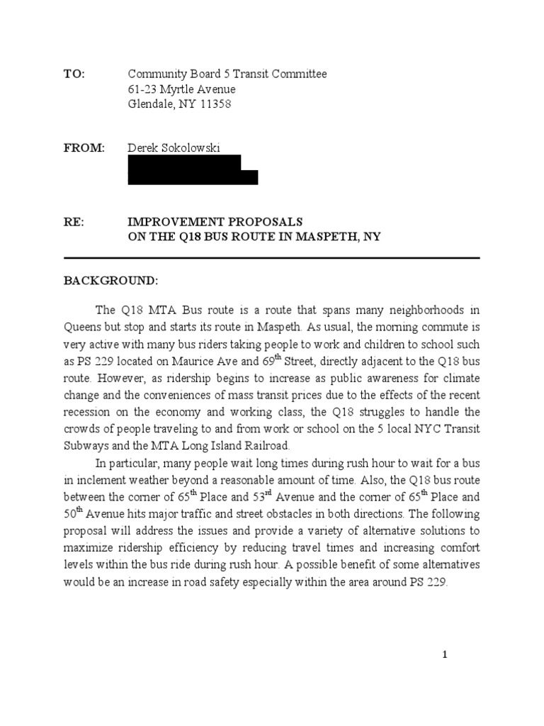 Q18 Bus Route Improvement Proposals | PDF | Land Transport | New York City