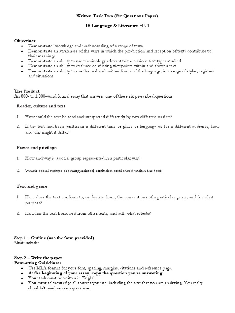 IB Language & Literature Essay Guide | PDF