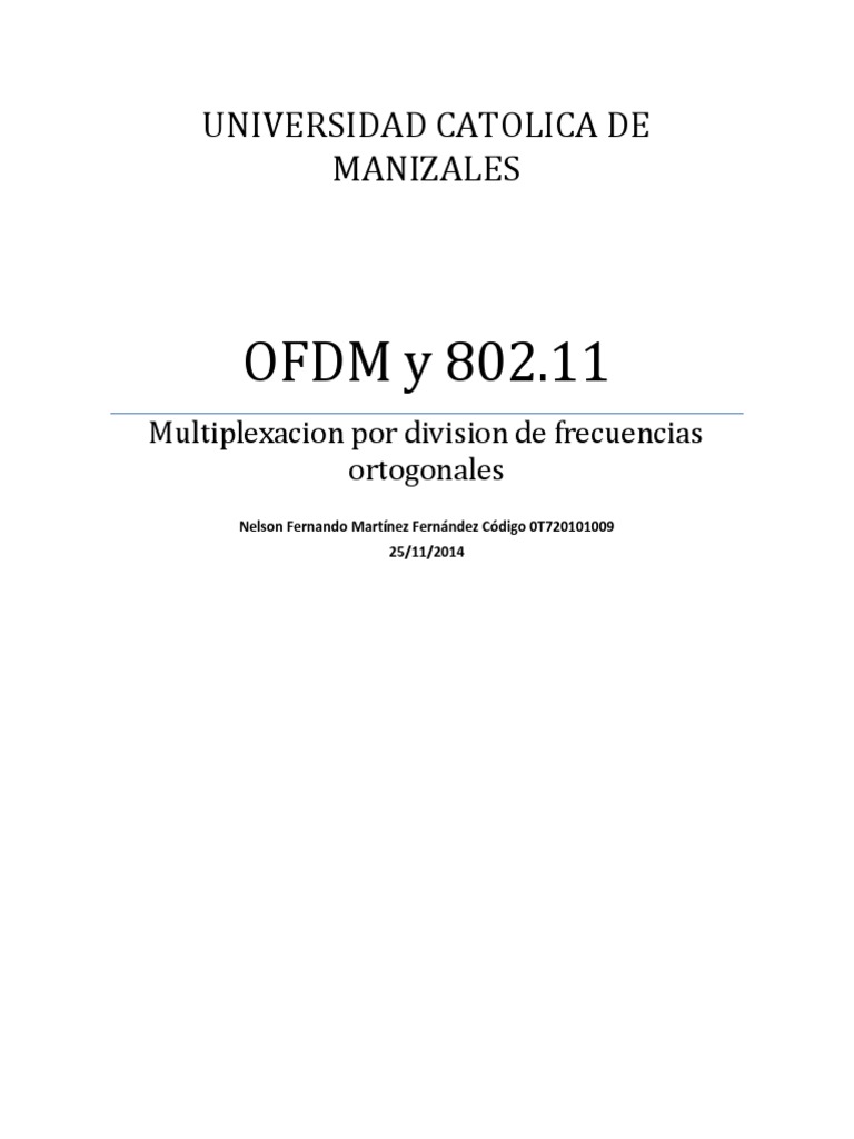 Multiplexación Por División de Frecuencias Ortogonales | PDF | Ieee 802.11 | Multiplexación por ...