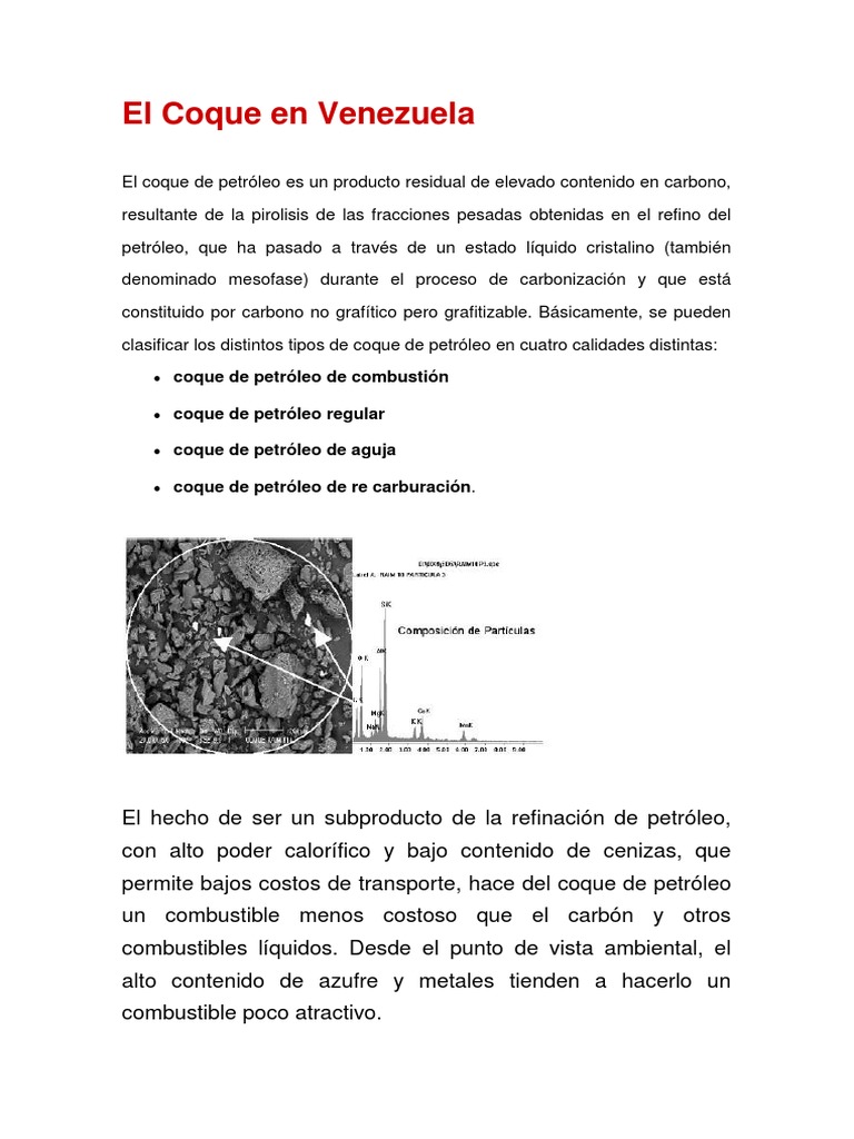 Coque de petróleo: Usos y características | PDF | Petróleo | Combustibles