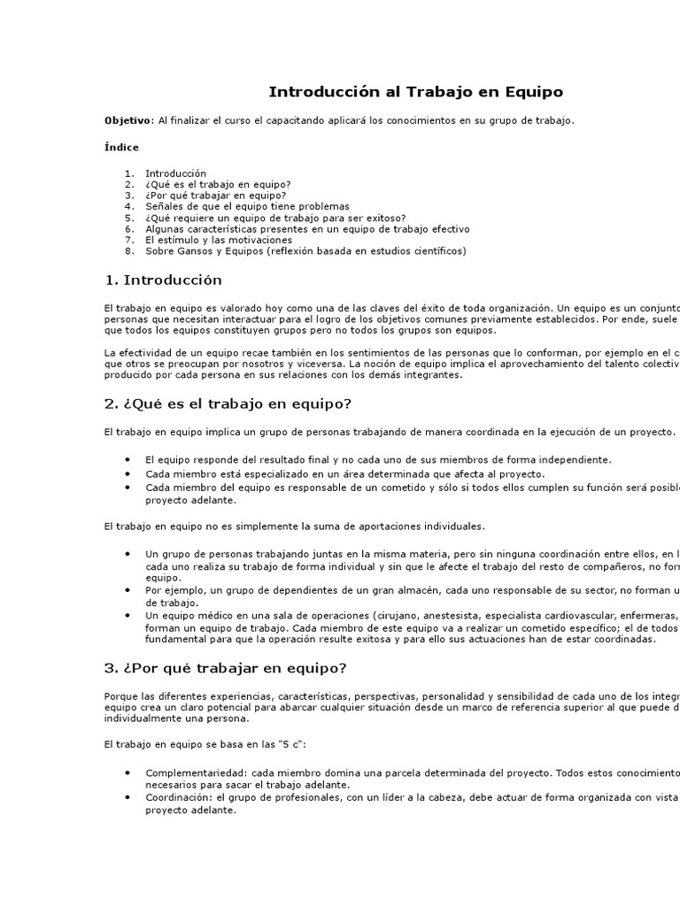 Introducción Al Trabajo en Equipo | PDF | Toma de decisiones | Motivación