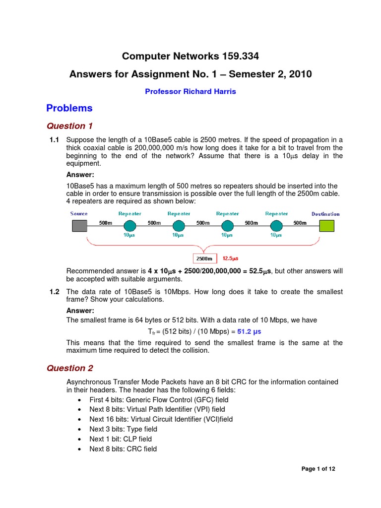 Computer Networks Assignment 159.334 | PDF | Asynchronous Transfer Mode ...