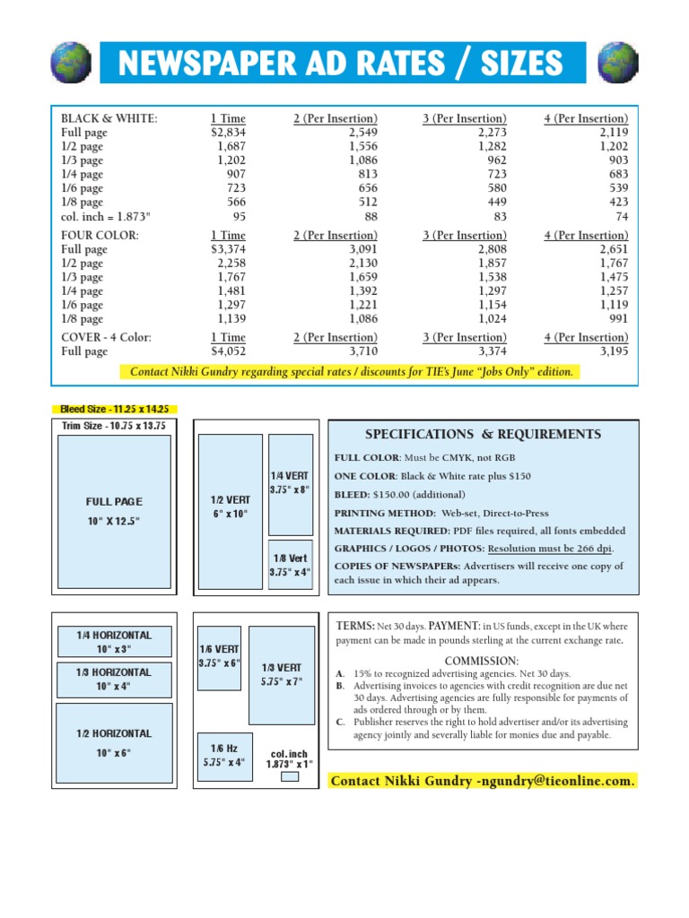 Newspaper Ad Rates & Specs | PDF | Home & Garden