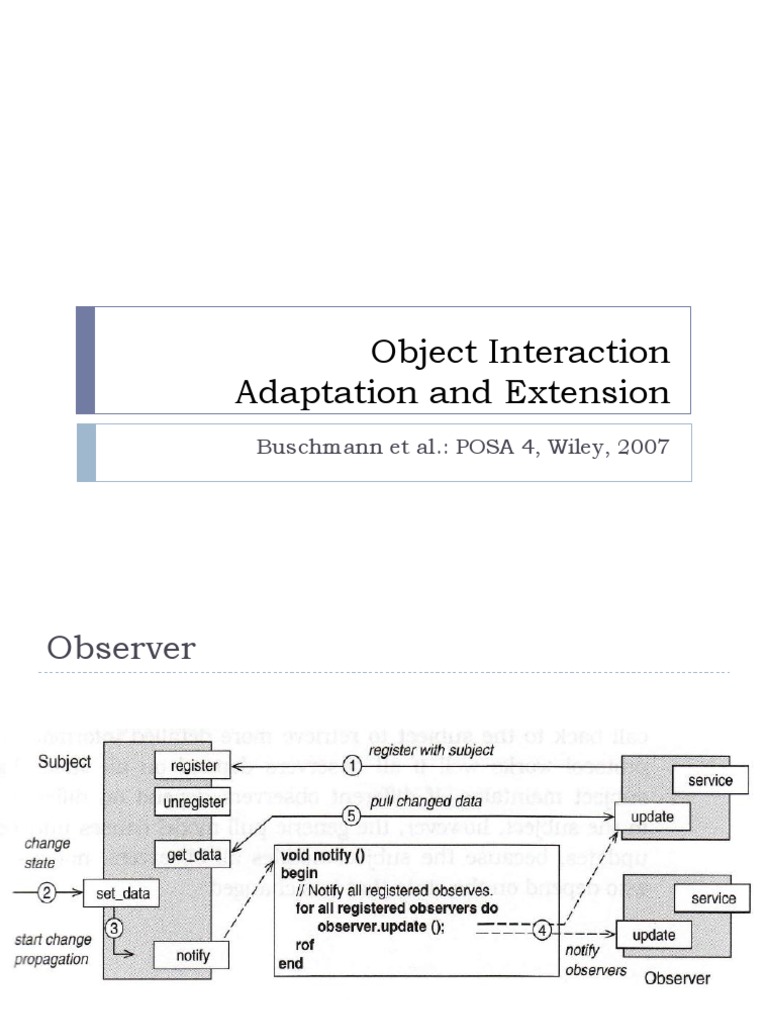 Object Interaction Adaptation and Extension: Buschmann Et Al.: POSA 4, Wiley, 2007 | PDF ...