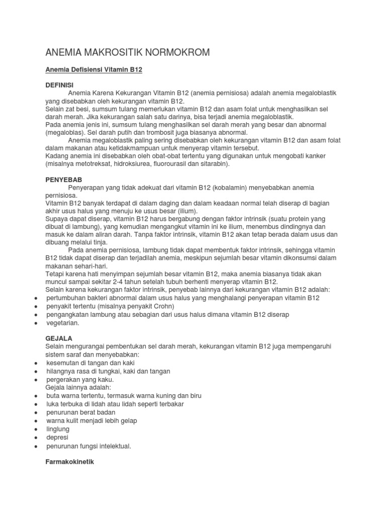 Anemia Makrositik Normokrom | PDF