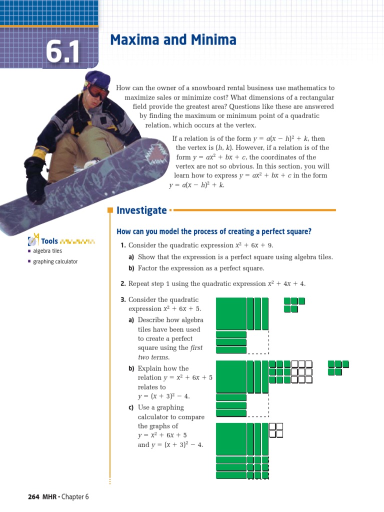 6 1 Maxima and Minima | PDF | Maxima And Minima | Quadratic Equation