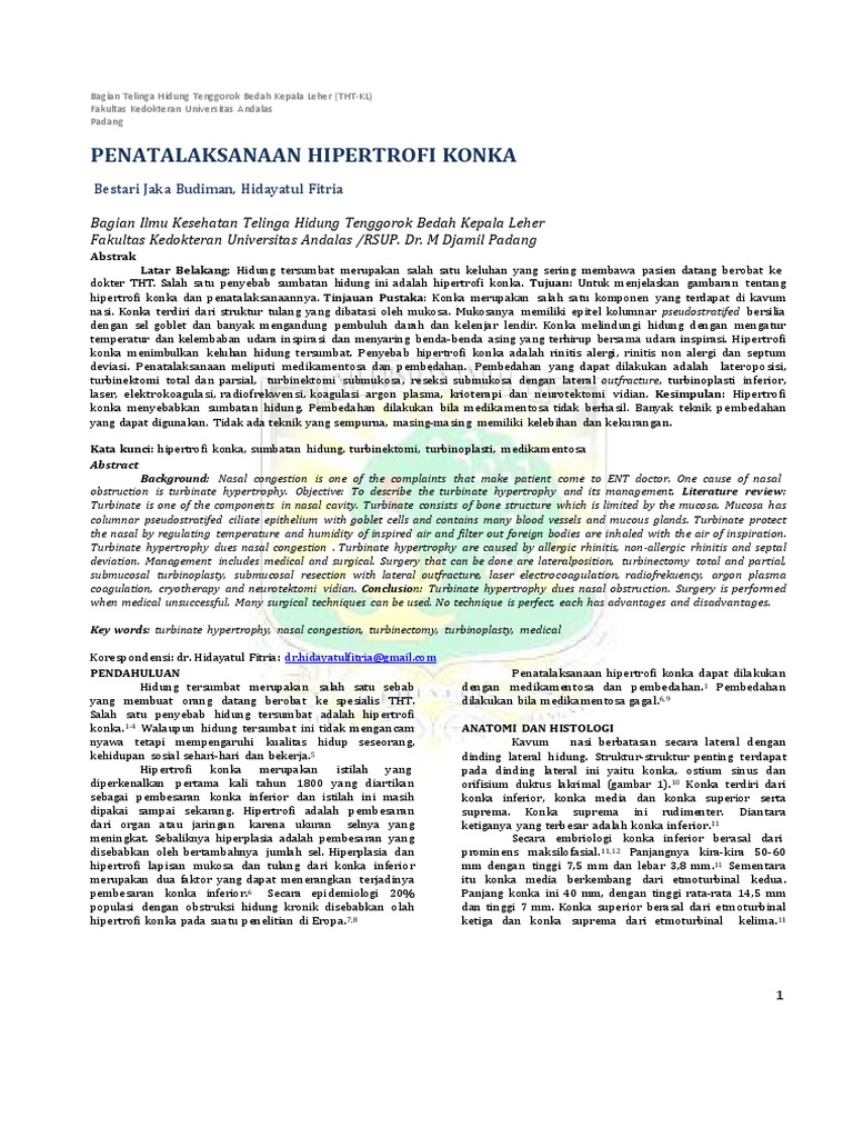 Penatalaksanaan Hipertrofi Konka | PDF