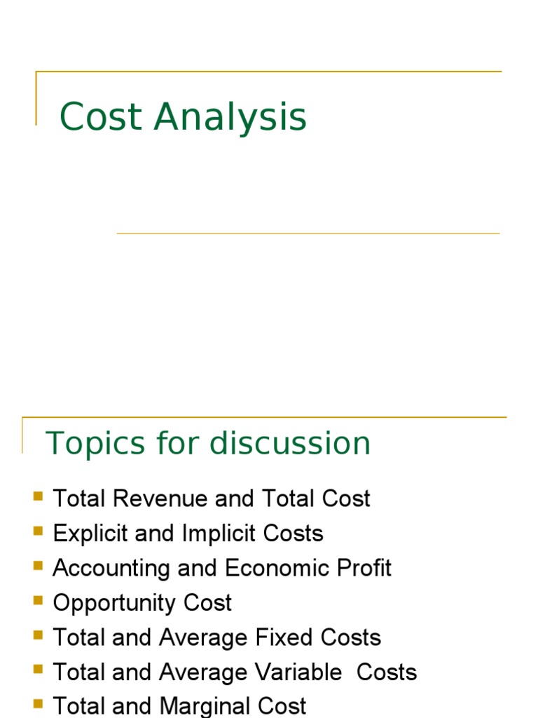 Cost Analysis: Understanding Costs | PDF | Average Cost | Marginal Cost