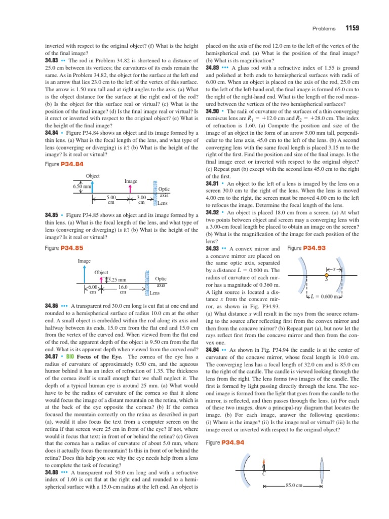 Physics II Problems PDF | Download Free PDF | Lens (Optics) | Cornea